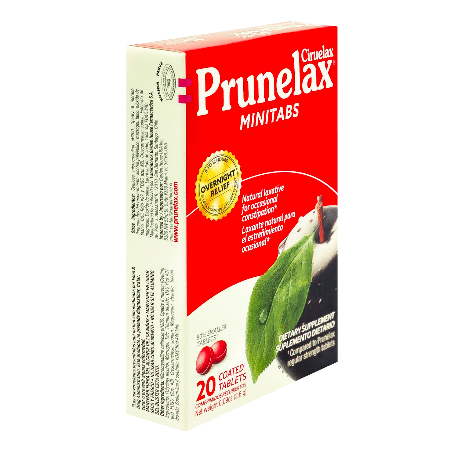 Prunelax Ciruelax Minitab’s Natural Laxative Coated Tablets, 20 Count ...