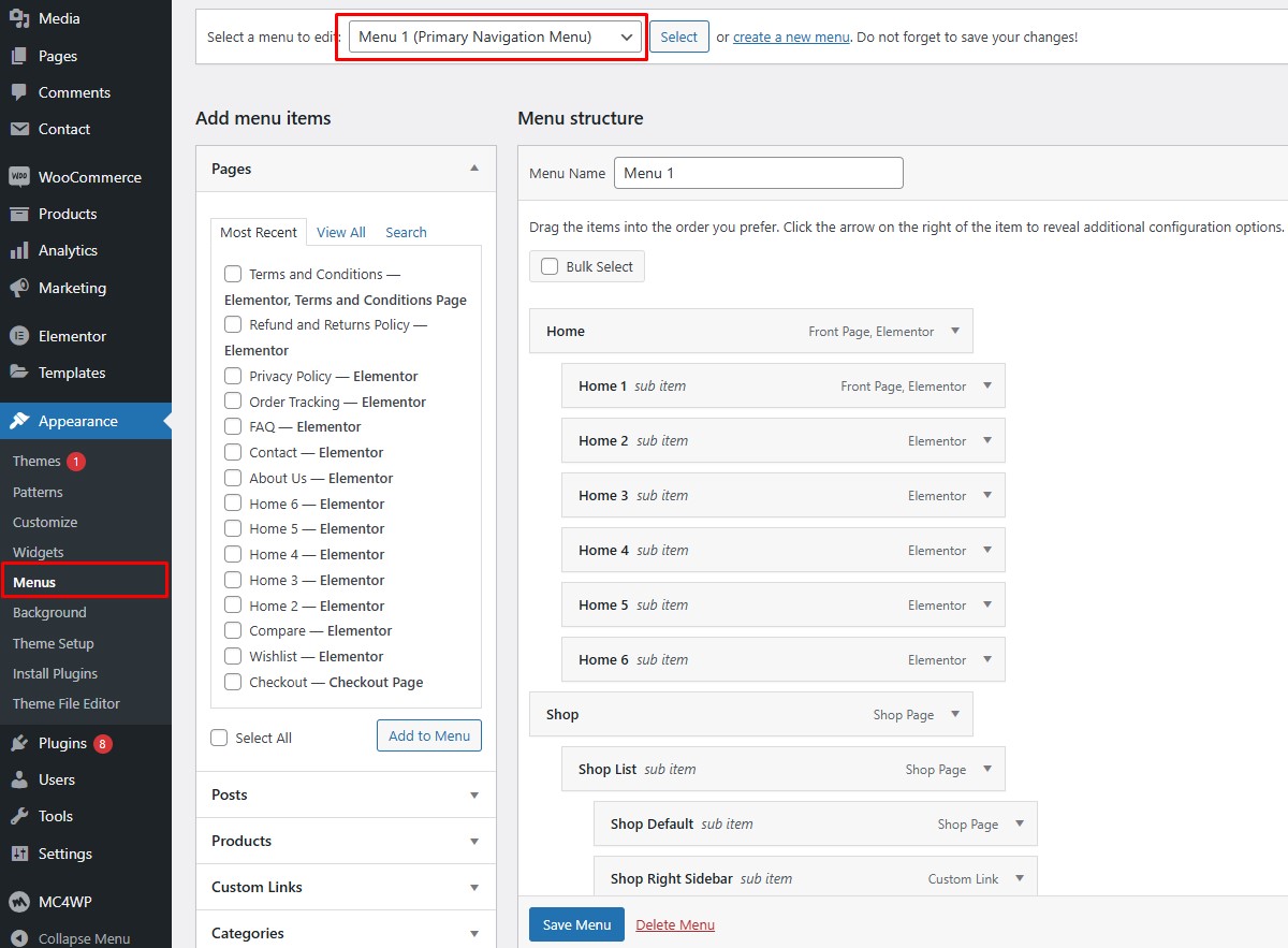 Menu Settings - KlbTheme - Premium WordPress Themes