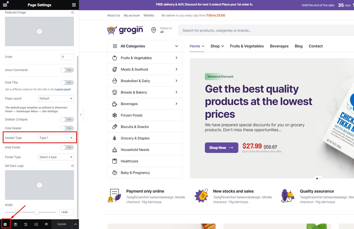 Grogin - How to change header type from elementor editor? - KlbTheme ...